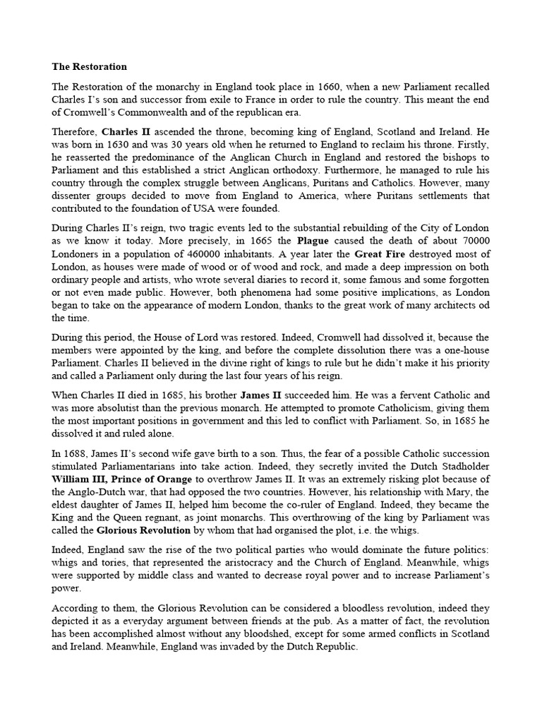 The Restoration | PDF