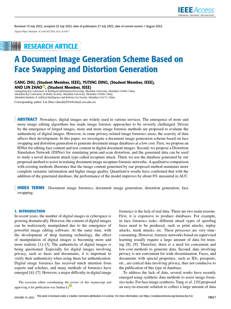 A Document Image Generation Scheme Based On Face Swapping and ...