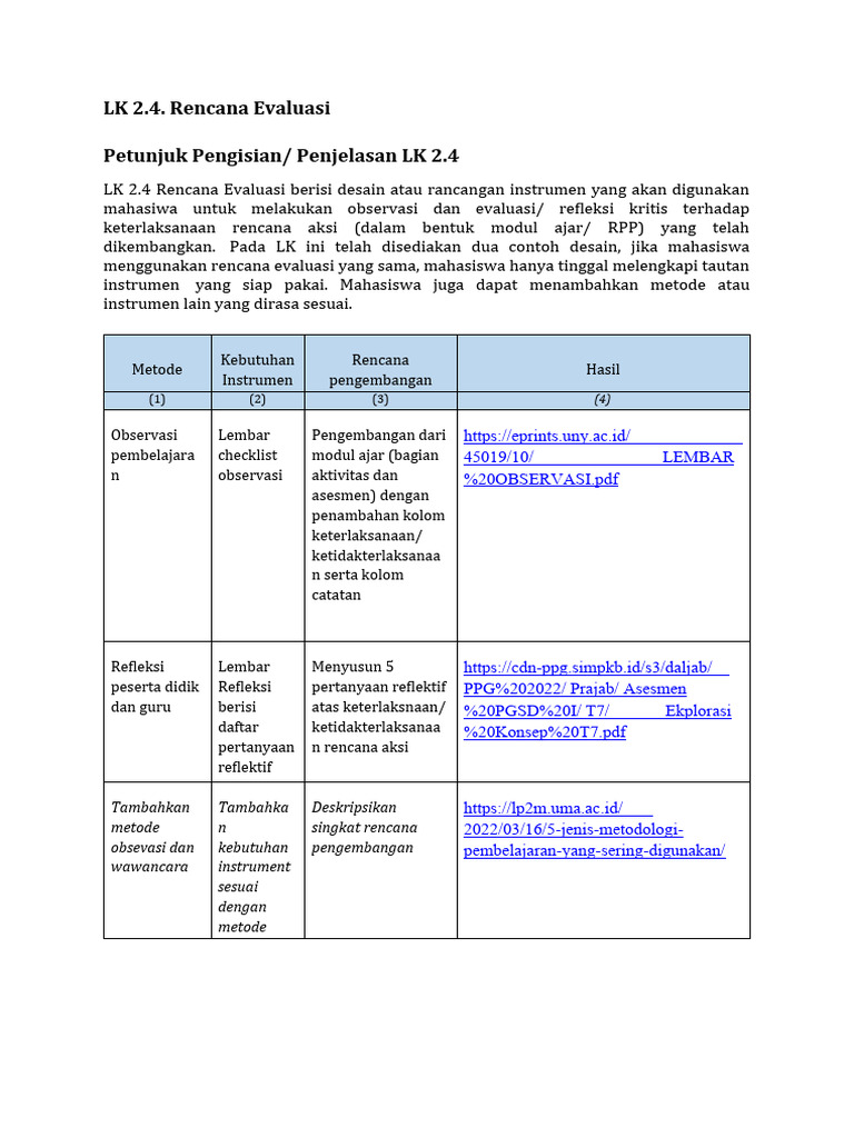 LK 2.4. Rencana Evaluasi | PDF