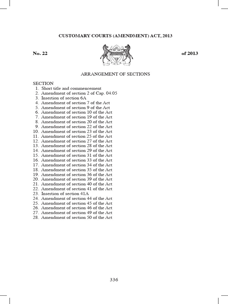 Customary Courts Amendment Act 2013 | PDF | Common Law | Judiciaries