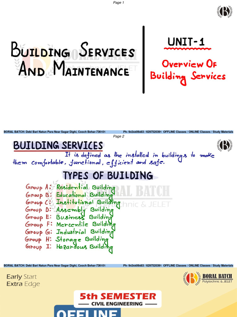 Unit - 1 Building Service | PDF