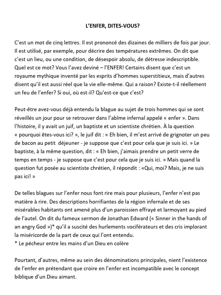 L'enfer, Dites Vous | PDF