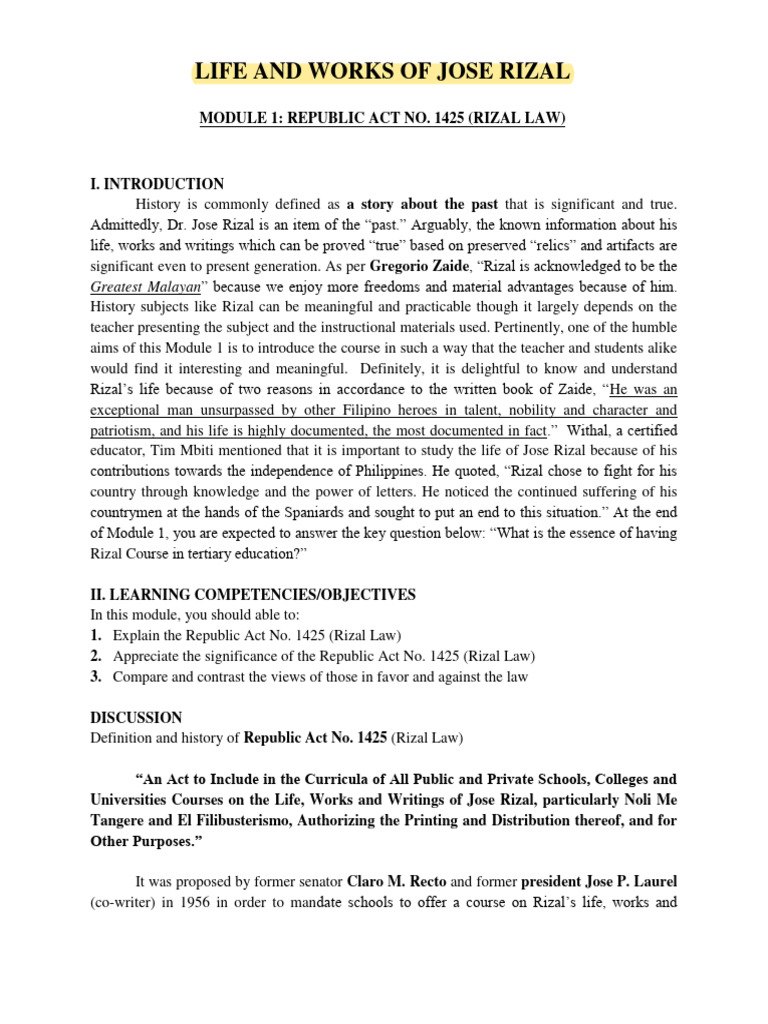 Life and Works of Dr. Jose P. Rizal | PDF | Philippines