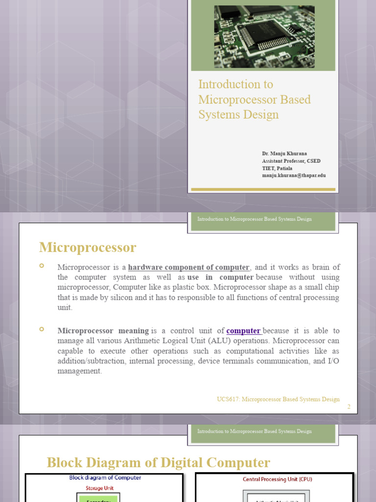 1st Lecture Introduction | PDF | Central Processing Unit | Input/Output