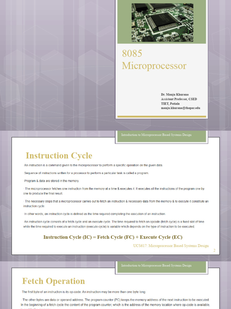 5th Lecture - 8085 Timing Diagram | PDF | Central Processing Unit | Electronics
