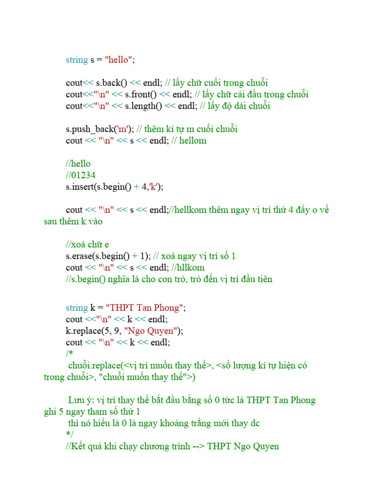 1 số hàm thông dụng trong string | PDF