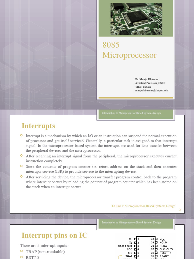 12th Lecture - 8085 Interrupts | PDF | Computer Engineering | Computer Architecture