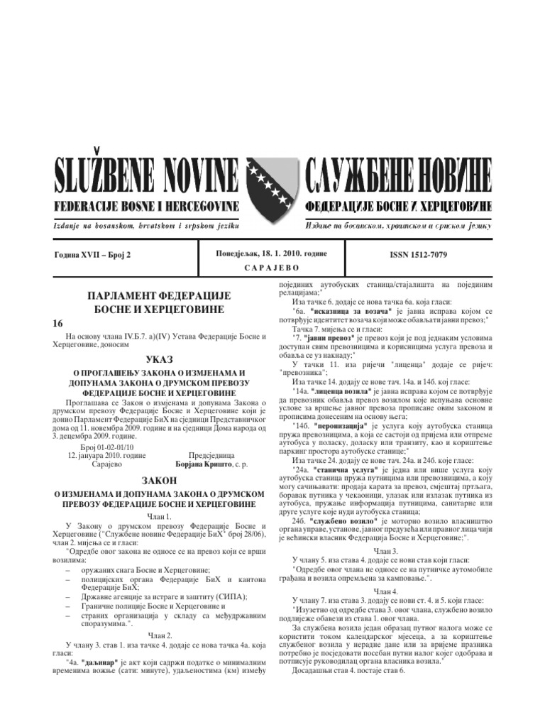 Sluzbene Novine FBiH 02-10 PDF | PDF