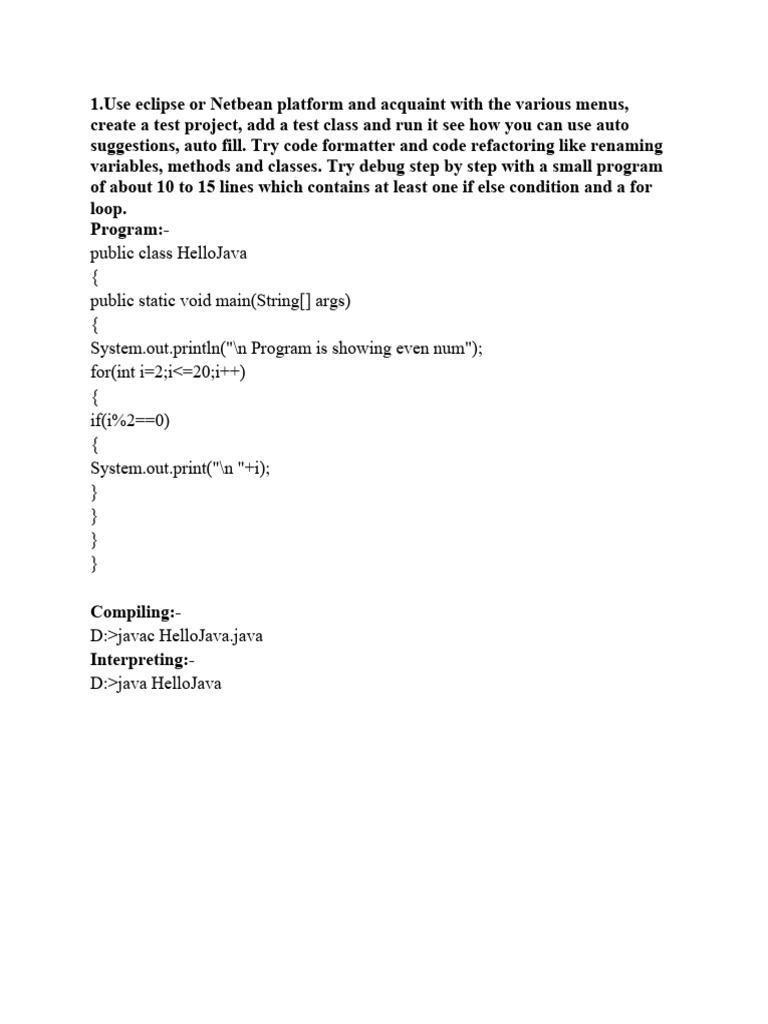 Java Programming Exercises Guide | PDF | Java (Programming Language) | Area