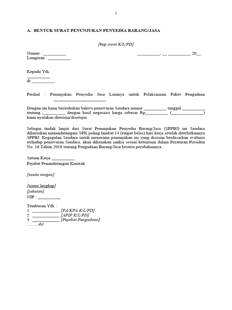 Contoh SPPBJ Dan SPMK PL Jasa Lainnya - Dibuat Setelah Penandatanganan ...