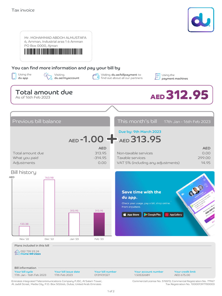 Total Amount Due: Previous Bill Balance This Month's Bill | PDF | Fee ...