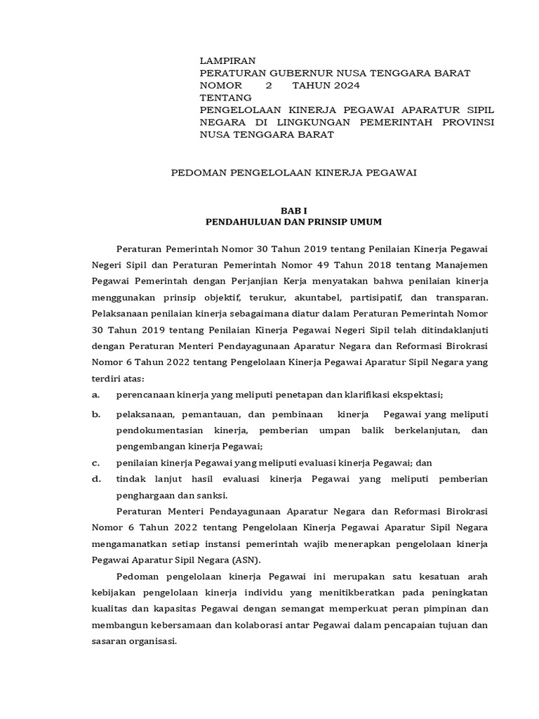 Lampiran Pergub No. 2 Tahun 2024 - Pengelolaan Kinerja ASN | PDF