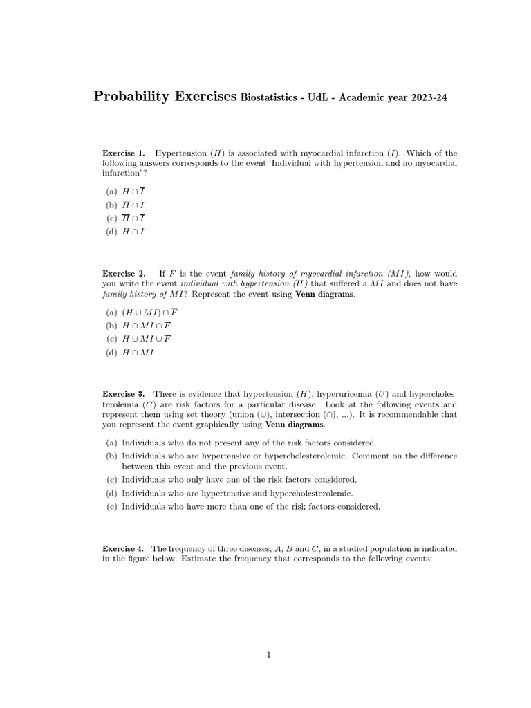 Probability Exercises 2324 | PDF | Sensitivity And Specificity | Medicine