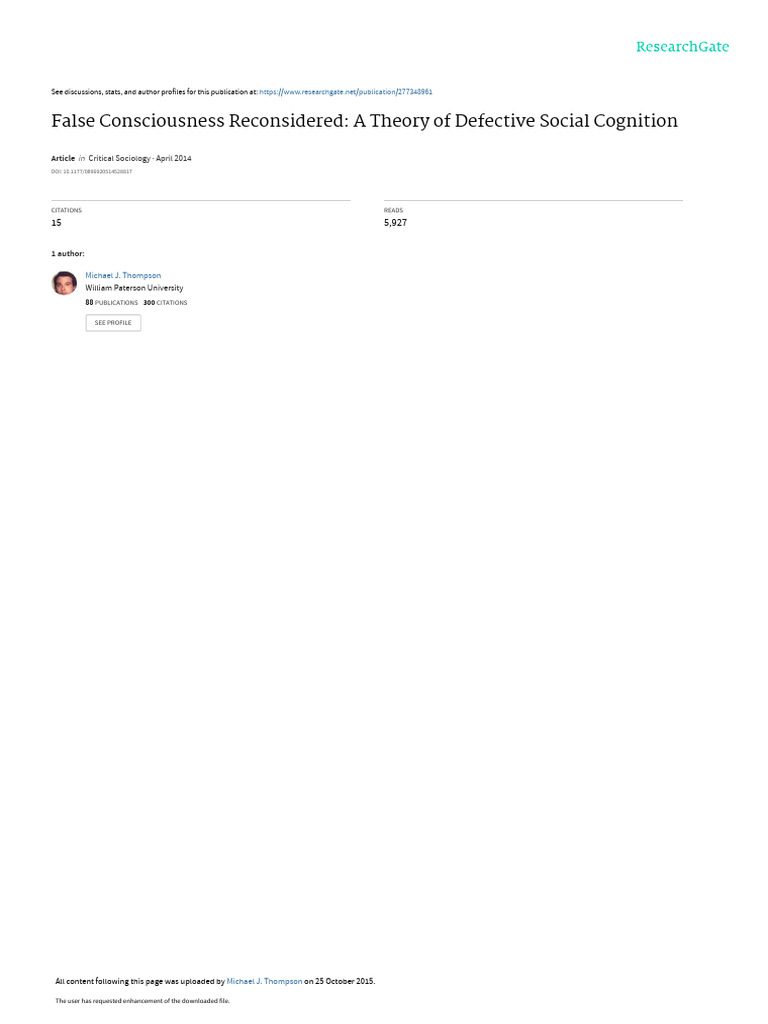 False Consciousness | PDF | Thought | Rationality