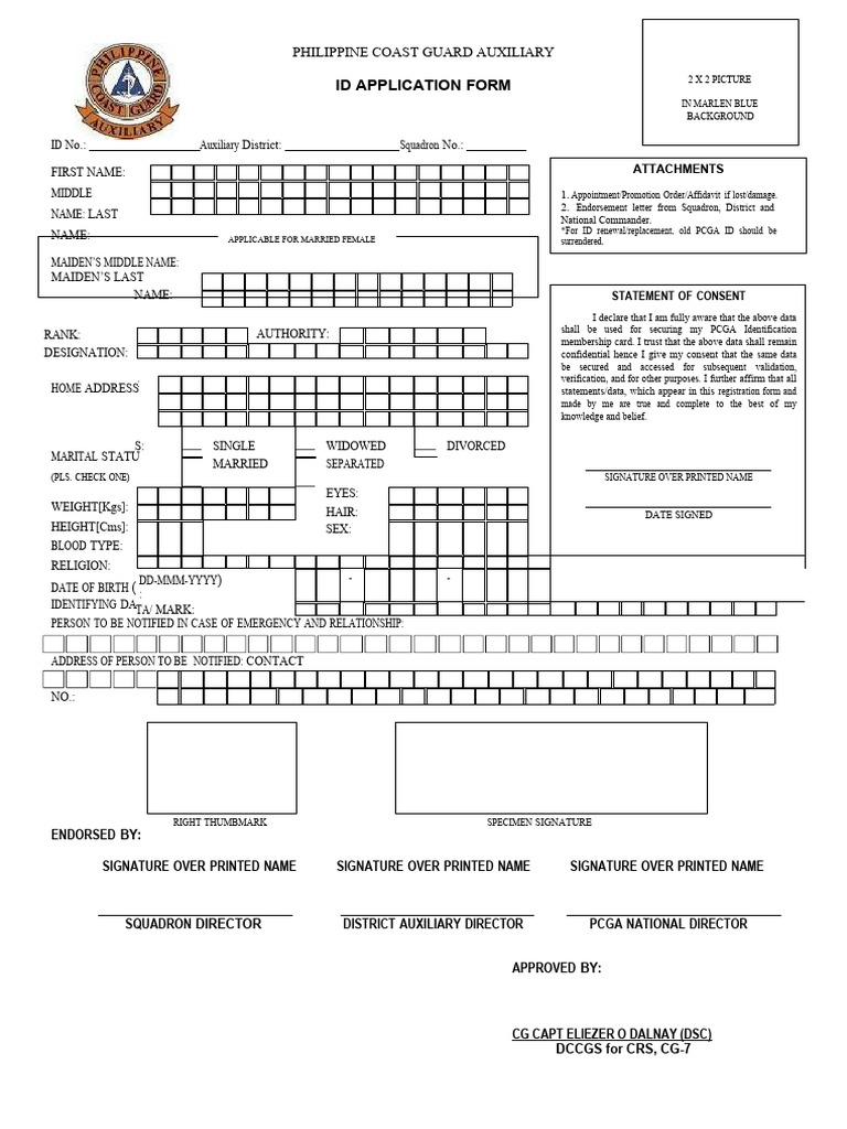 Pcga Id Application Form Updated | PDF