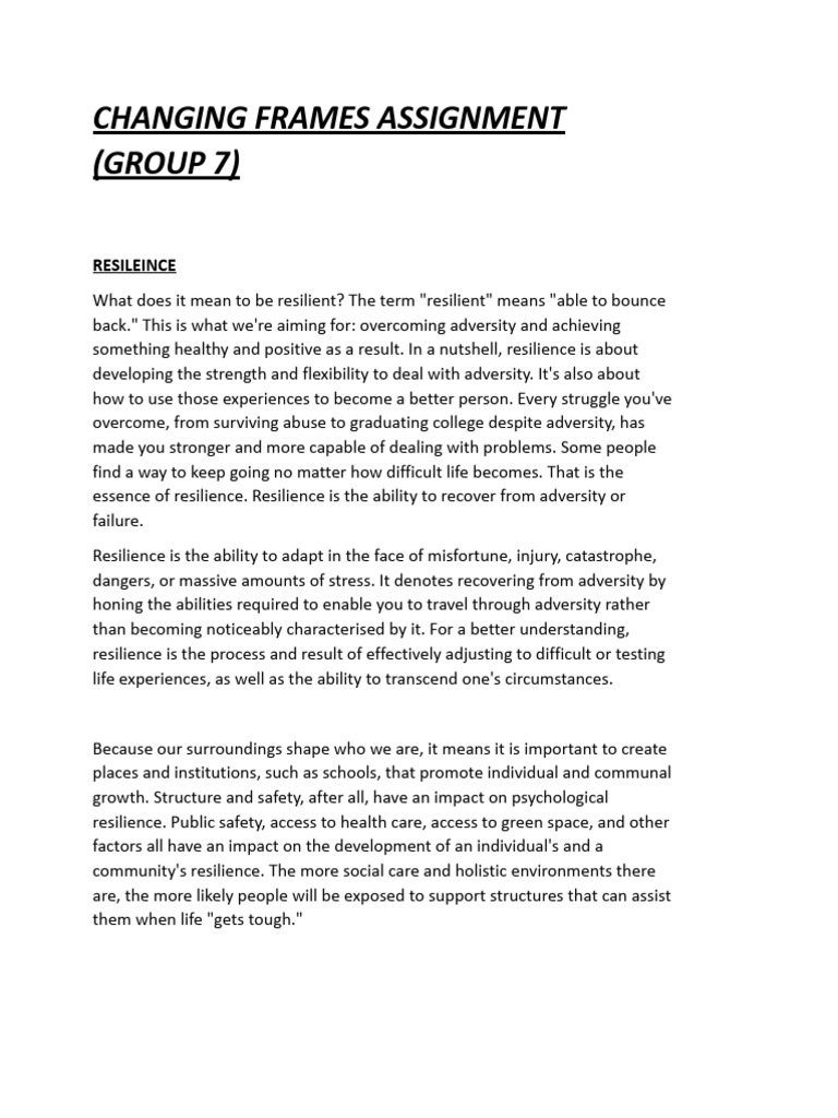 Changing Frames | PDF | Psychological Resilience | Adolescence
