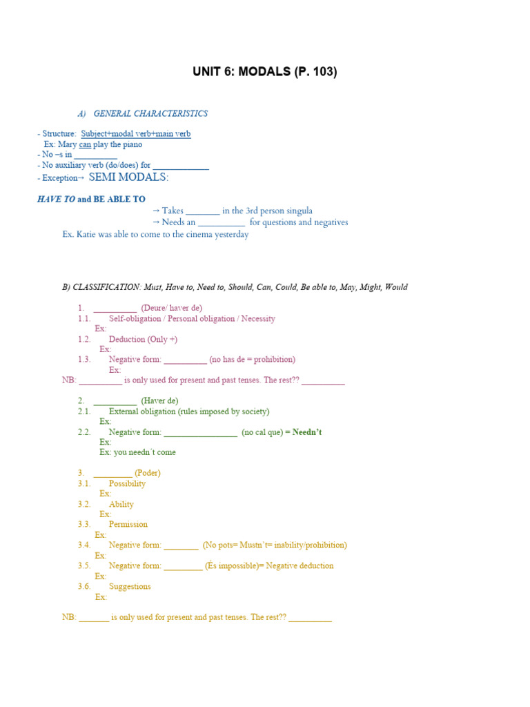 Unit 6 - Modals - Activity | PDF | Semantics | Morphology