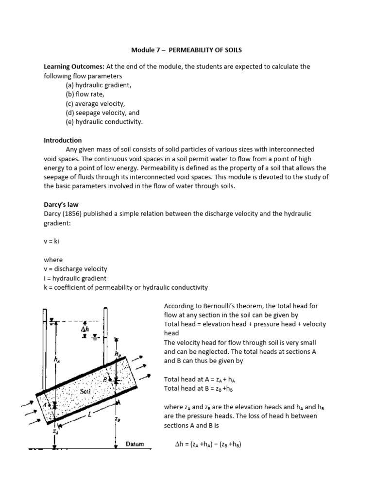 CE 322-15 MODULE 7 - PERMEABILITY OF SOILS | PDF | Soil Mechanics | Soil