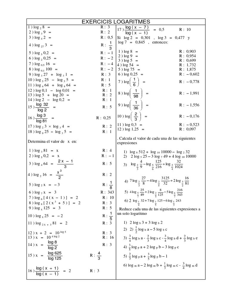 Exercicis Logaritmes 4 Eso | PDF