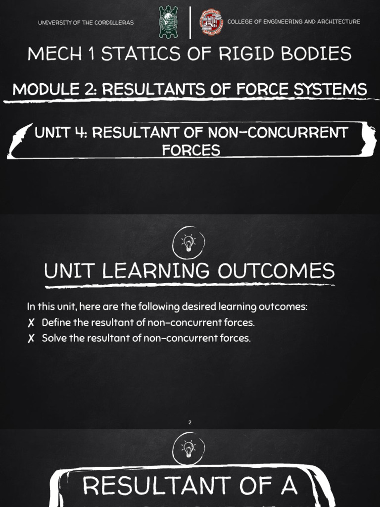 Mech 1 Module 2 Unit 4 Resultant Of Non Concurrent Forces Pdf Force