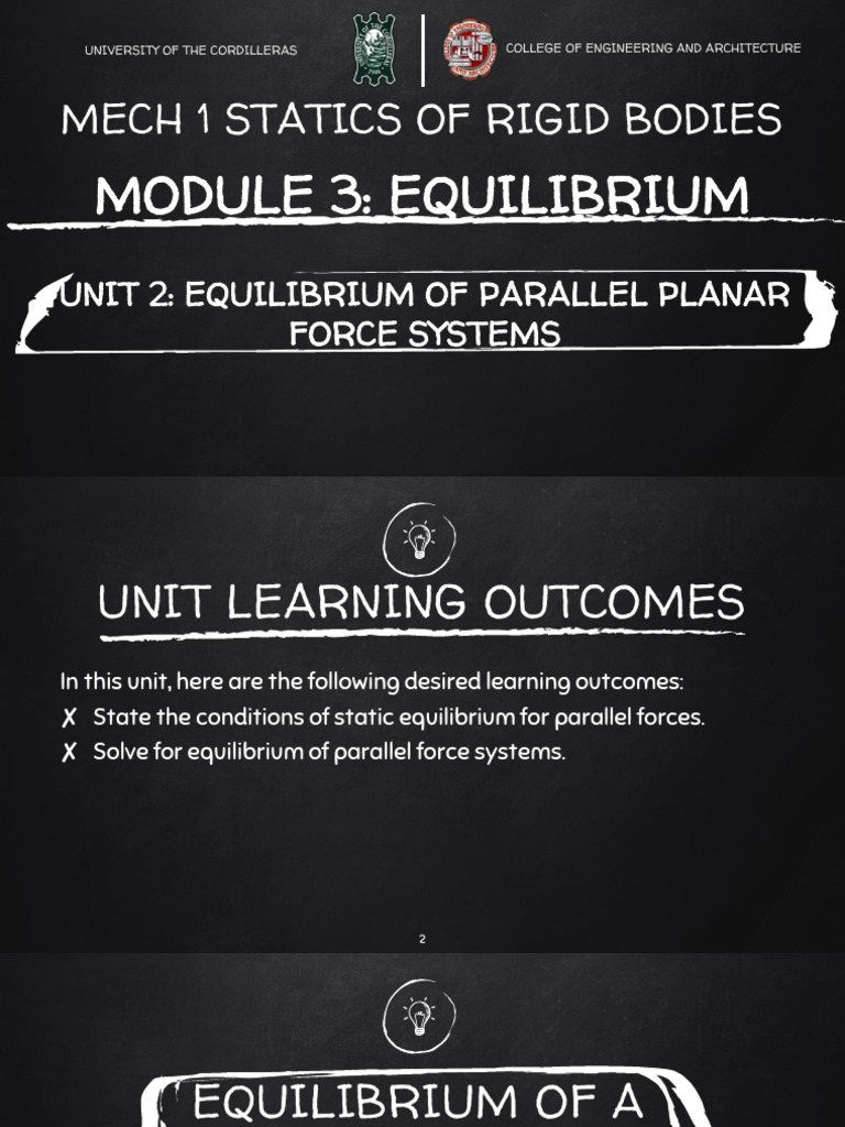Mech 1 Module 3 Unit 2 (Equilibrium of Parallel Planar Force Systems ...