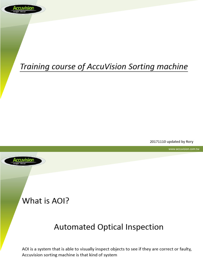 AccuVision AOI Sorting Machine Overview | PDF | Image Resolution ...