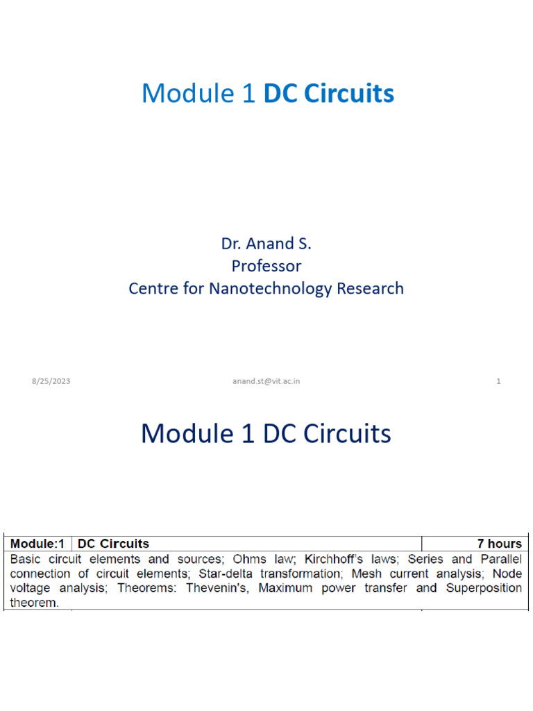 Beee Module 1 | PDF | Electrical Network | Electrical Resistance And Conductance