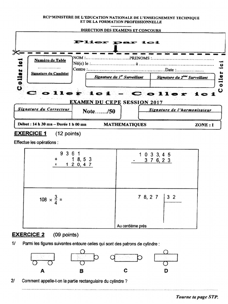 Cepe Zone1 Math 2017 | PDF