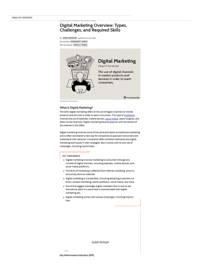 Digital Marketing Overview - Types, Challenges, and Required Skills | PDF | Digital Marketing ...