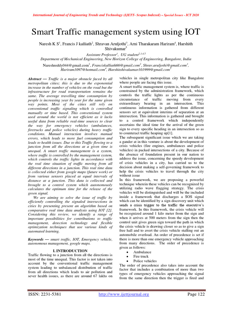 Smart Traffic Management System Using IOT | PDF