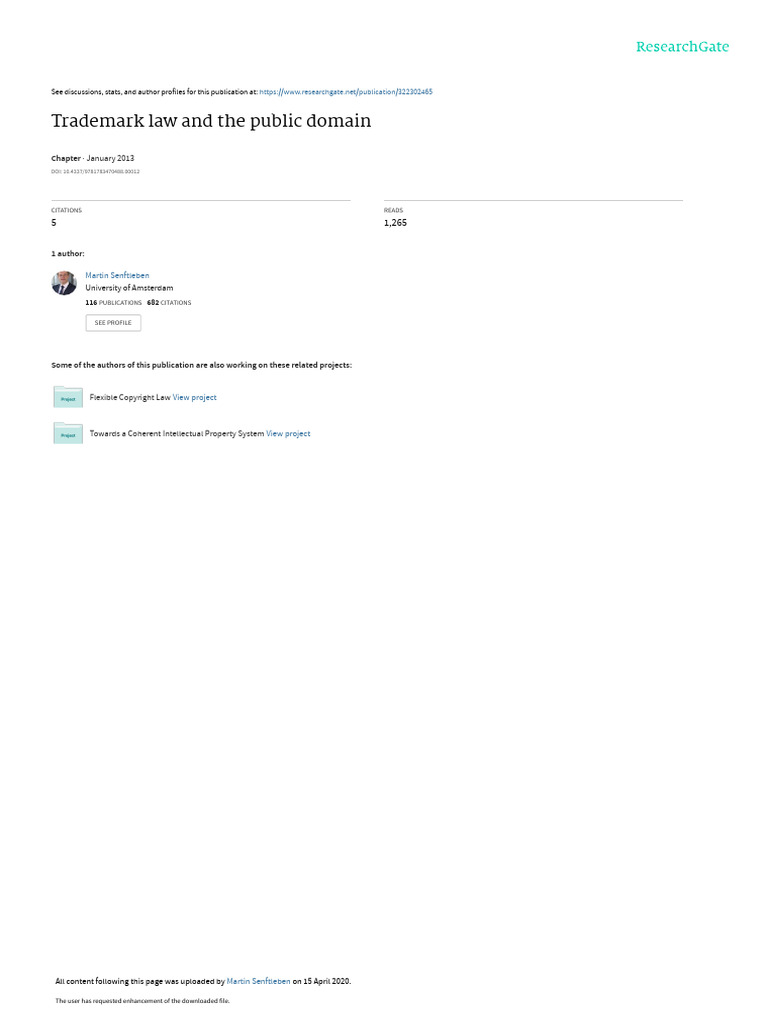 Trademark Lawandthe Public Domain | PDF | Law