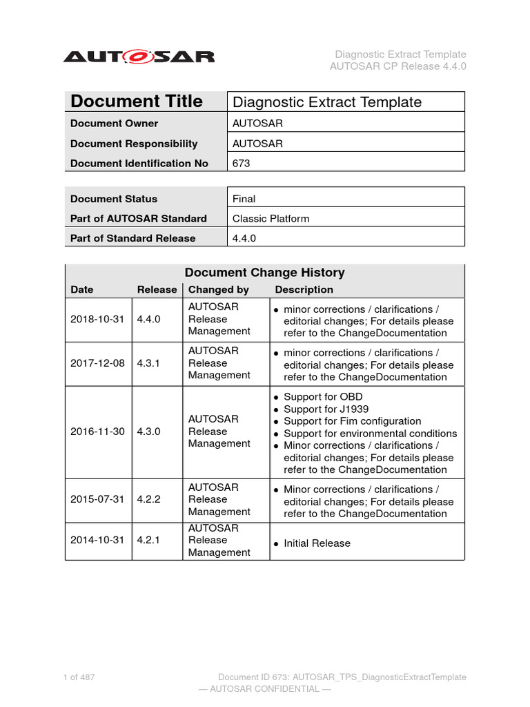 AUTOSAR TPS DiagnosticExtractTemplate | PDF