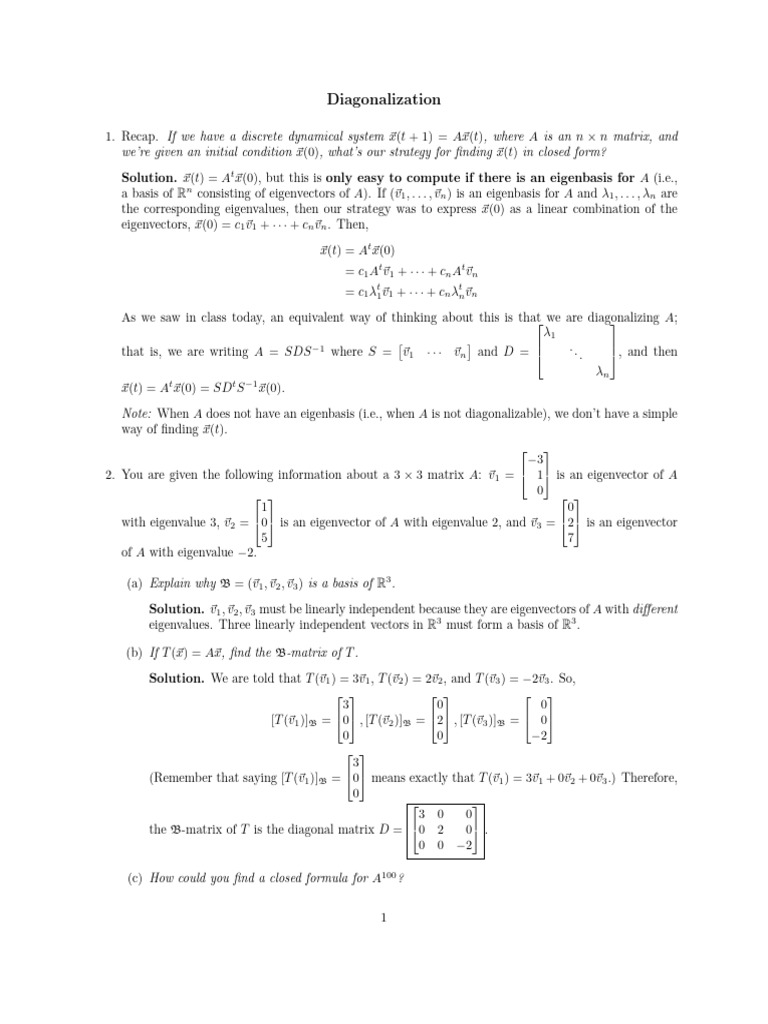 Diagonalization 1 | PDF