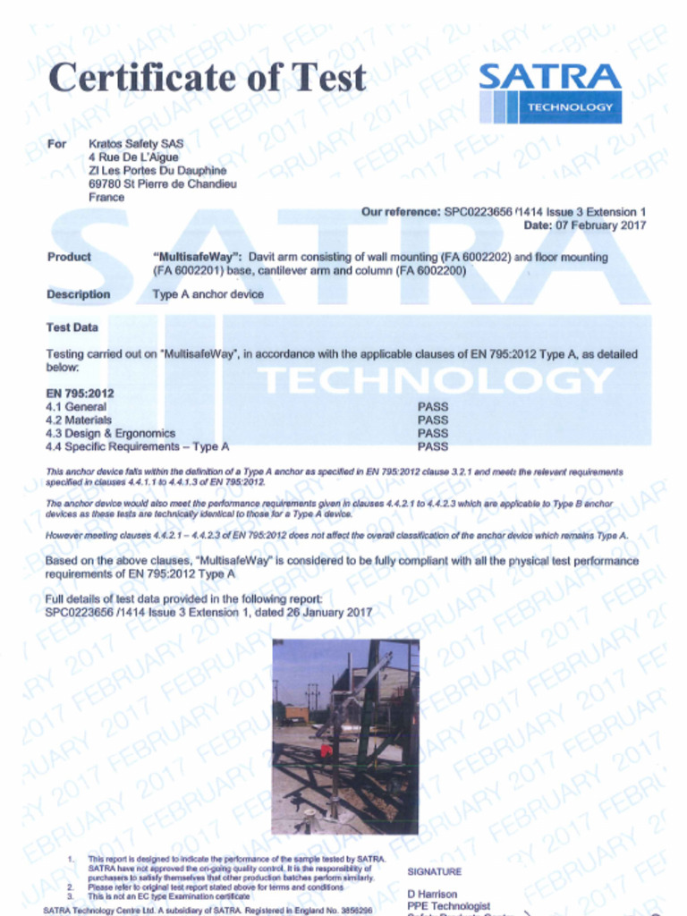 Certificate of Test FA 60 022 XX | PDF