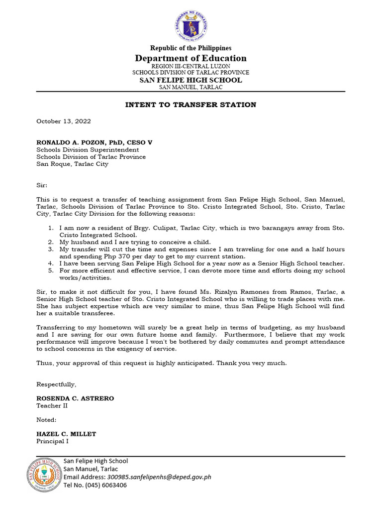 Teacher Transfer Request | PDF