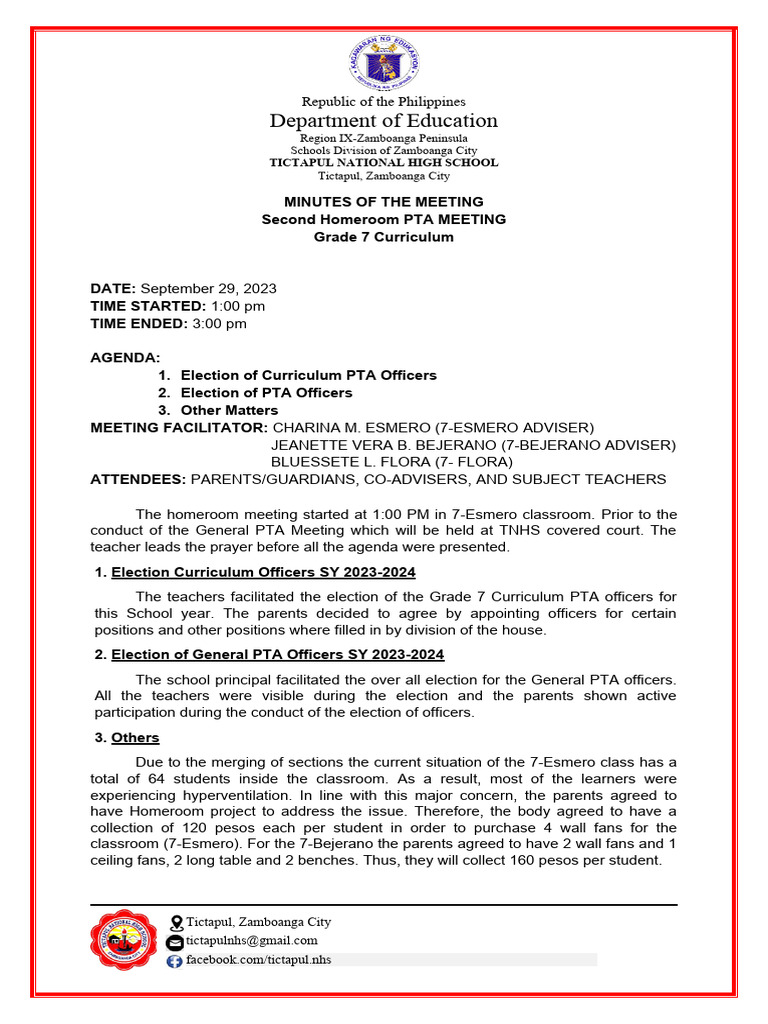 2ndHRPTA and General (PTA ELection) - 2024-G7-Curriculum | PDF ...