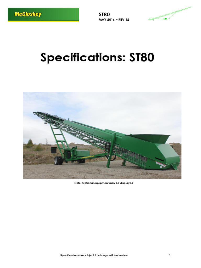 ST80 Spec Rev 12.0 | PDF | Belt (Mechanical) | Engines