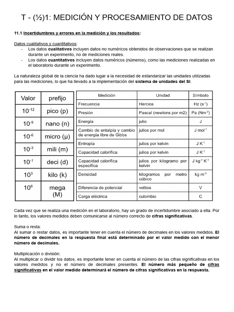 T - 11 Medición y Procesamiento de Datos | PDF