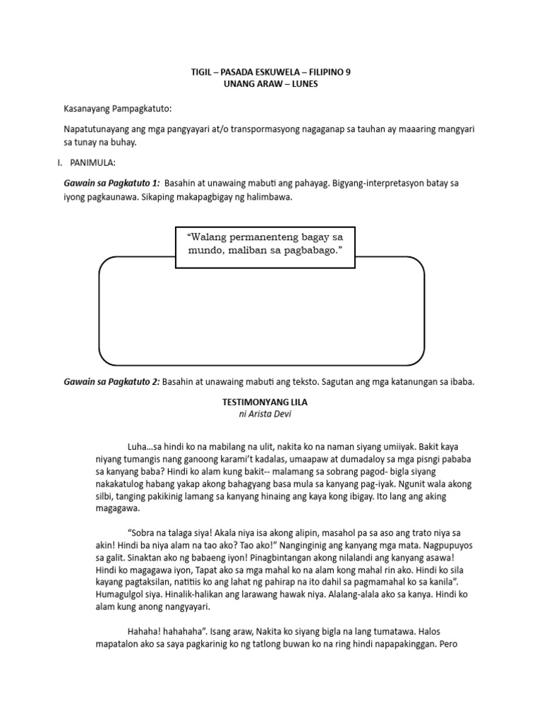 Tigil Pasada Eskuwela | PDF