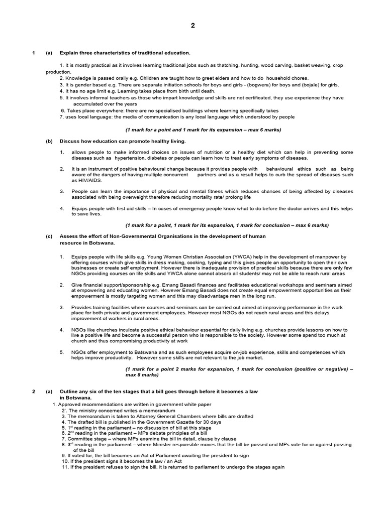 2019 BGCSE SOCIAL STUDIES PAPER 2 Mark-Scheme | PDF