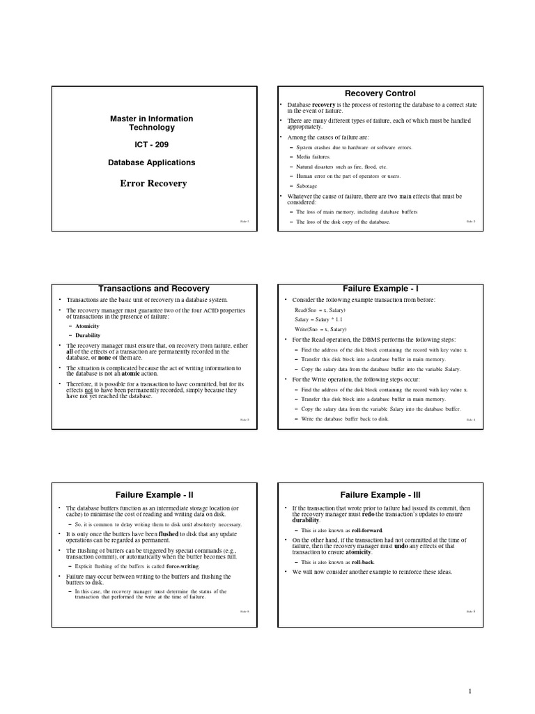 13 Recovery Pdf Databases Database Transaction