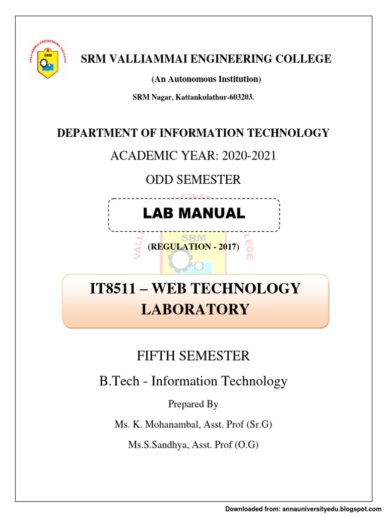 Web Technology Lab Manual 2020-21 | PDF | Dynamic Html | Dynamic Web Page