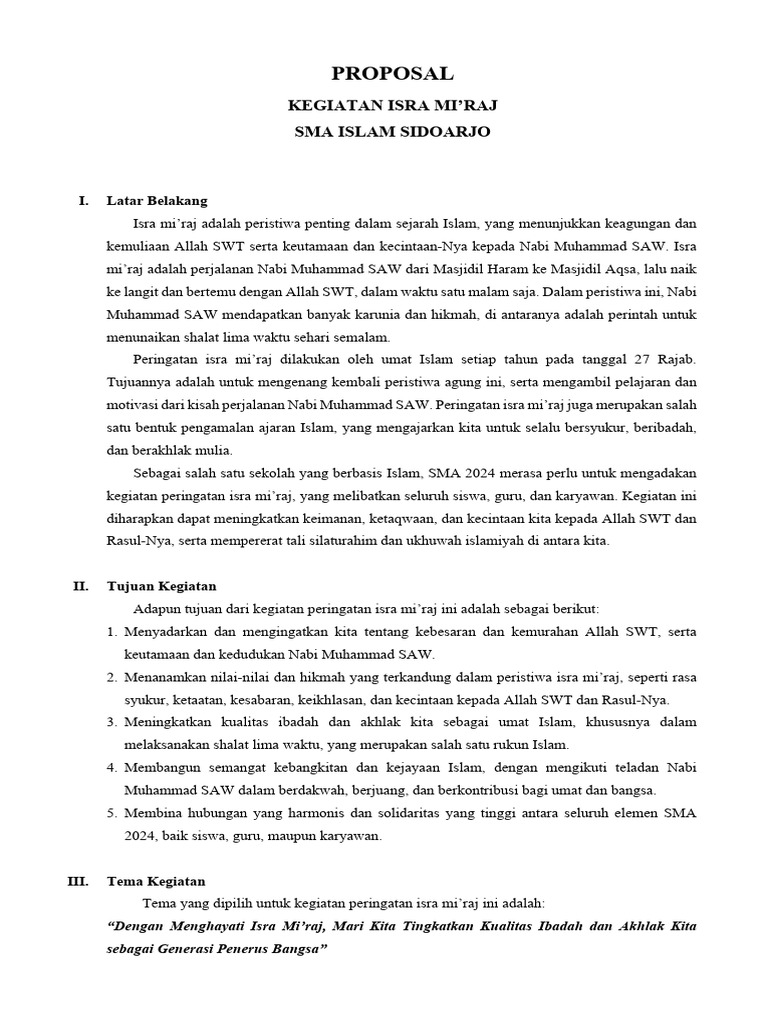 Proposal Isra Miraj 2024 | PDF