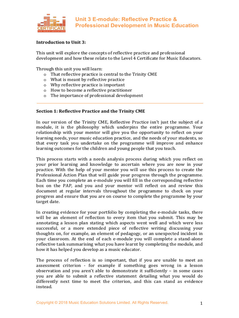 Emodule - Unit 3 - Reflective Practice Professional Development in ...