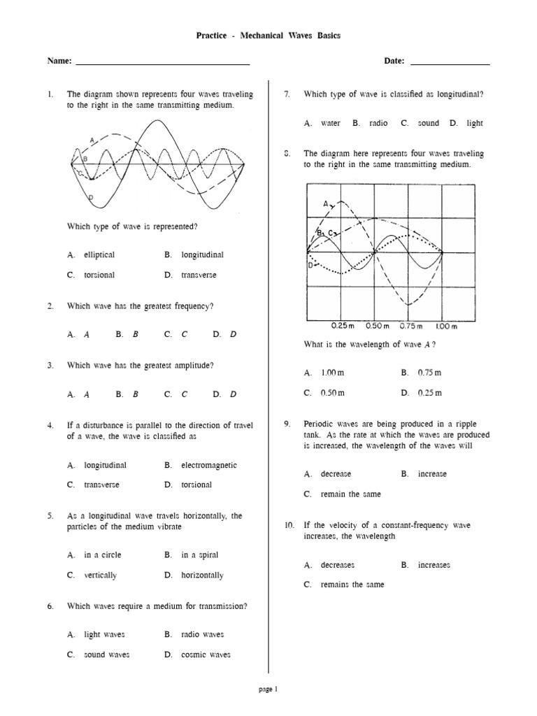 Practice - Mechanical Waves Basics | PDF | Waves | Wavelength