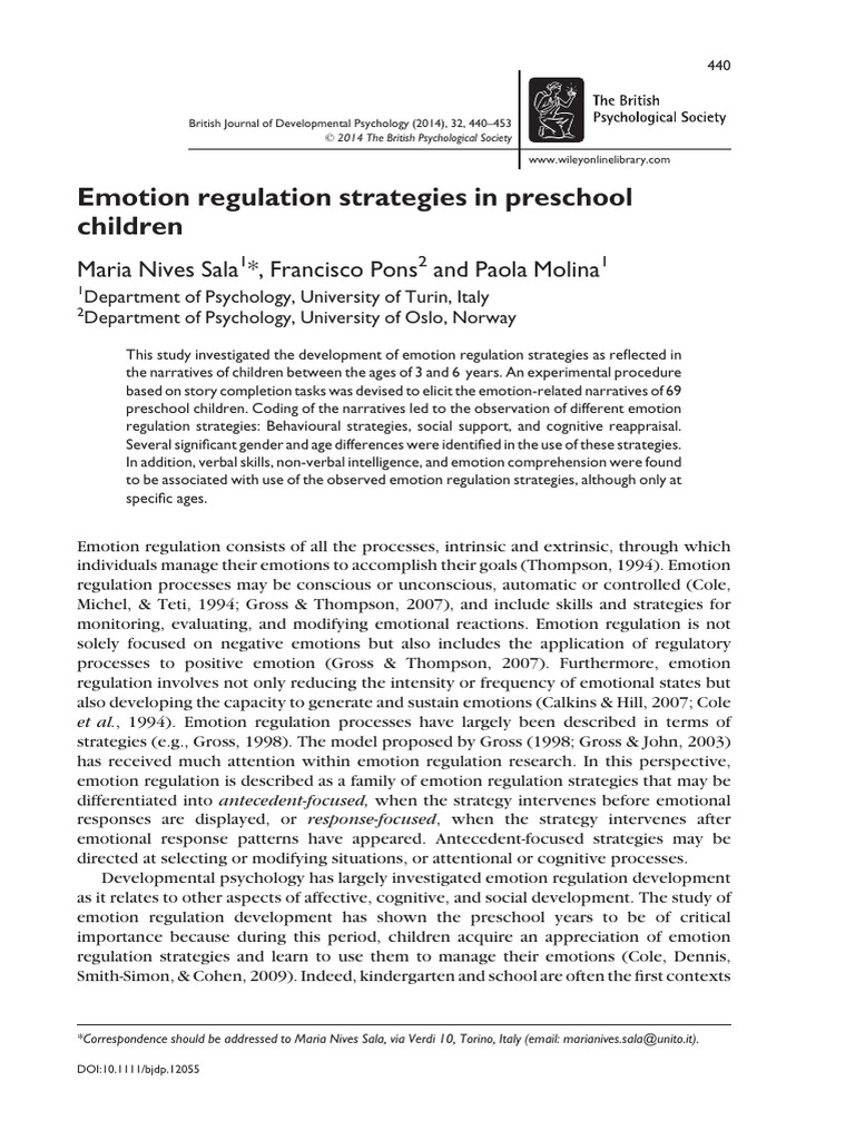 British J of Dev Psycho - 2014 - Sala - Emotion regulation strategies ...