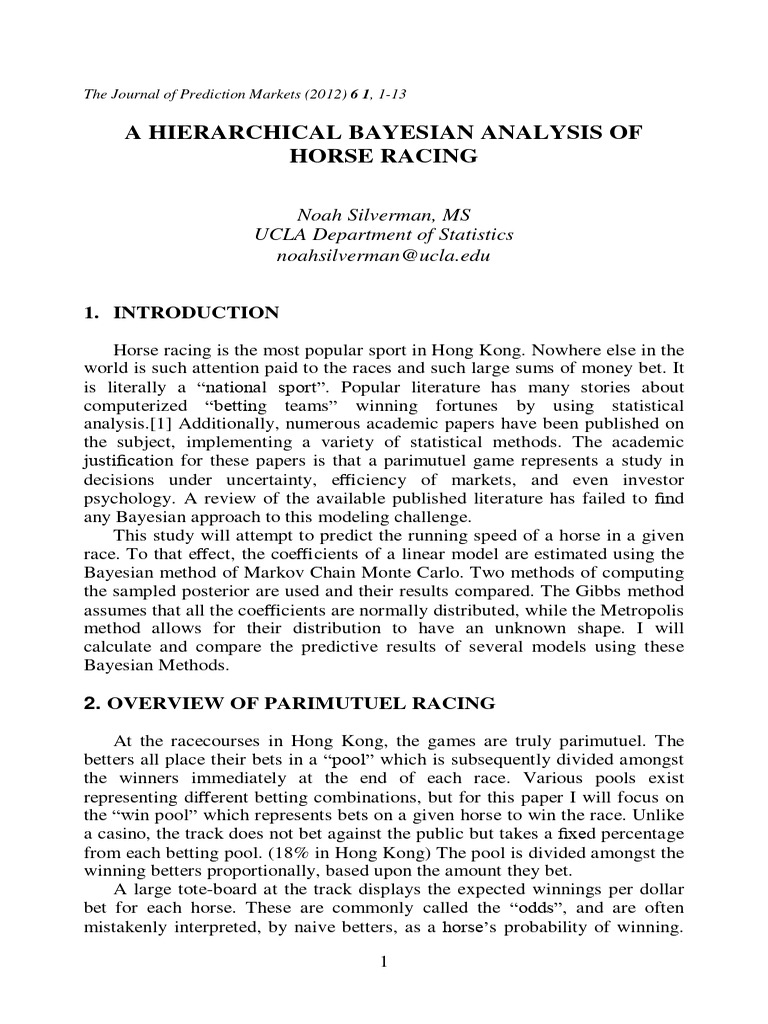 A Hierarchical Bayesian Analysis Of Hors Pdf Errors And Residuals Regression Analysis