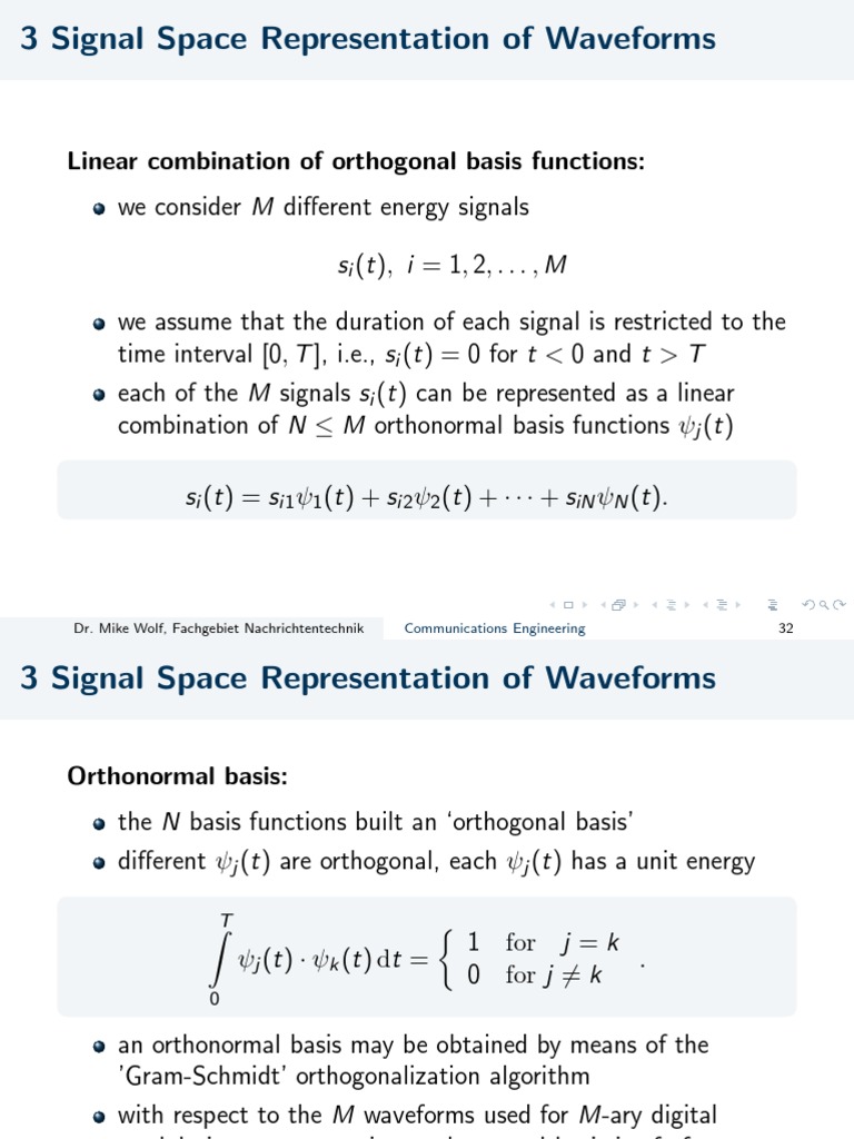 3 Signal Space Representation of Waveforms | PDF
