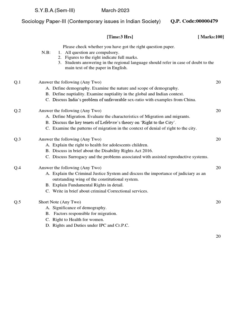 Sociology Paper-III (Contempora | PDF
