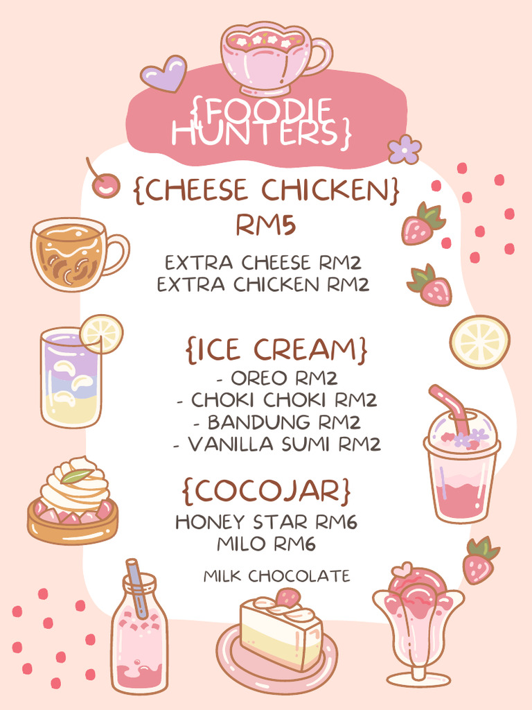 Pastel Cute Playful Illustrated Dessert Cafe Menu | PDF | Cooking, Food ...